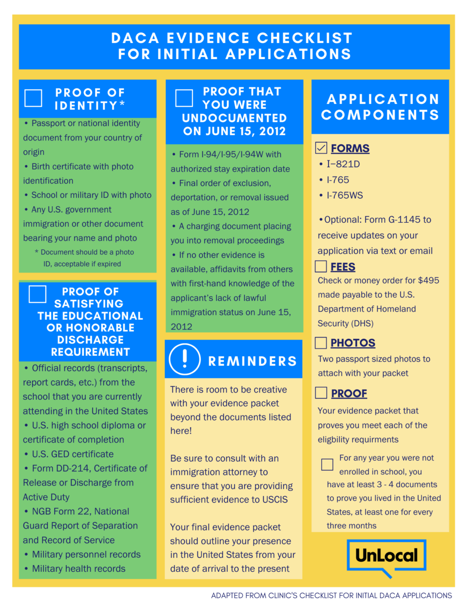 DACA Evidence Checklist for Initial Applications - Unlocal