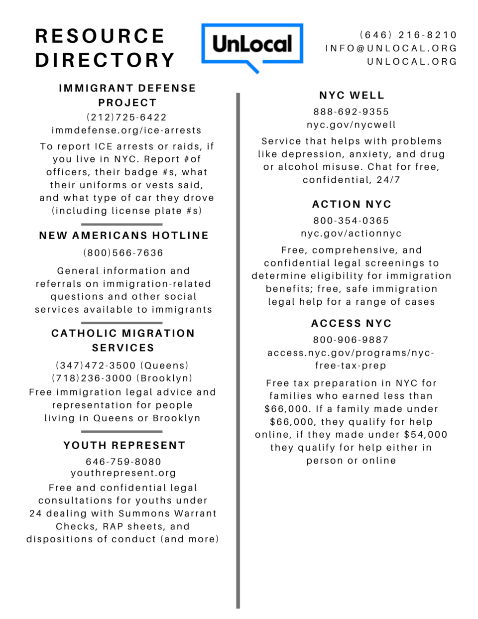 Resource Directory - Unlocal